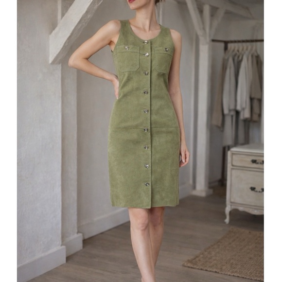 Dior | Dresses | Christian Dior Vintage Miss Dior Suede Green Button ...